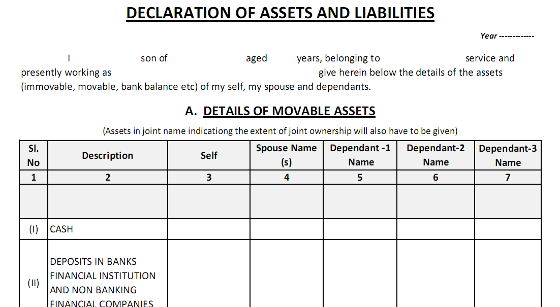ASSET AND LIABILITIES DECLARATION - Infowala
